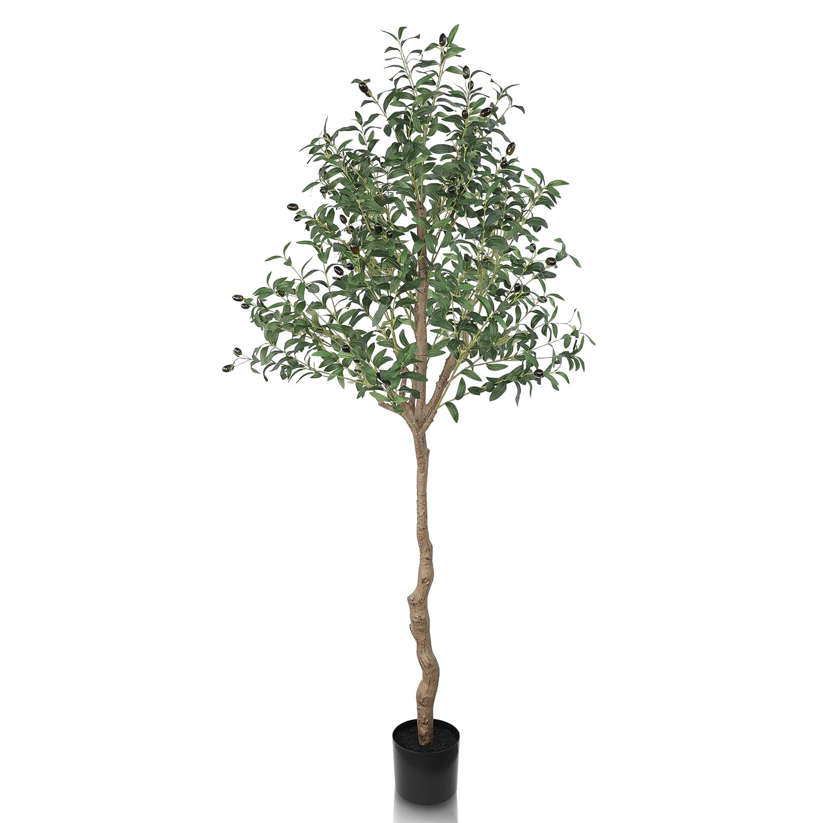 AnTing Artificial Olive Tree 6FT Faux Olive Branches and Fruits with Pot for Home 1P