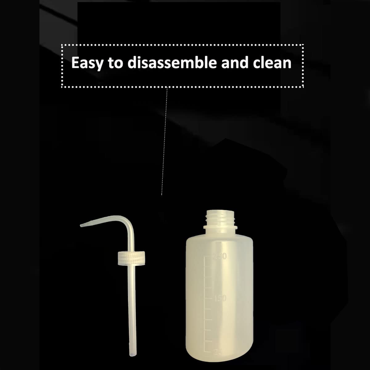 2Pcs 250ml 8.5oz Plastic Safety Wash Bottle,Narrow Mouth Squeeze Bottles for Tattoo Wash,Chemistry, Industry, Lab & Gardening-Black