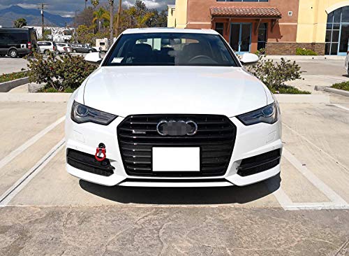 iJDMTOY Red Track Racing Style Tow Hook Ring Compatible with 2008-up Audi A4 A5 A6 A7 S4 S5 S6 S7, Made of Light Weight CNC Aluminum