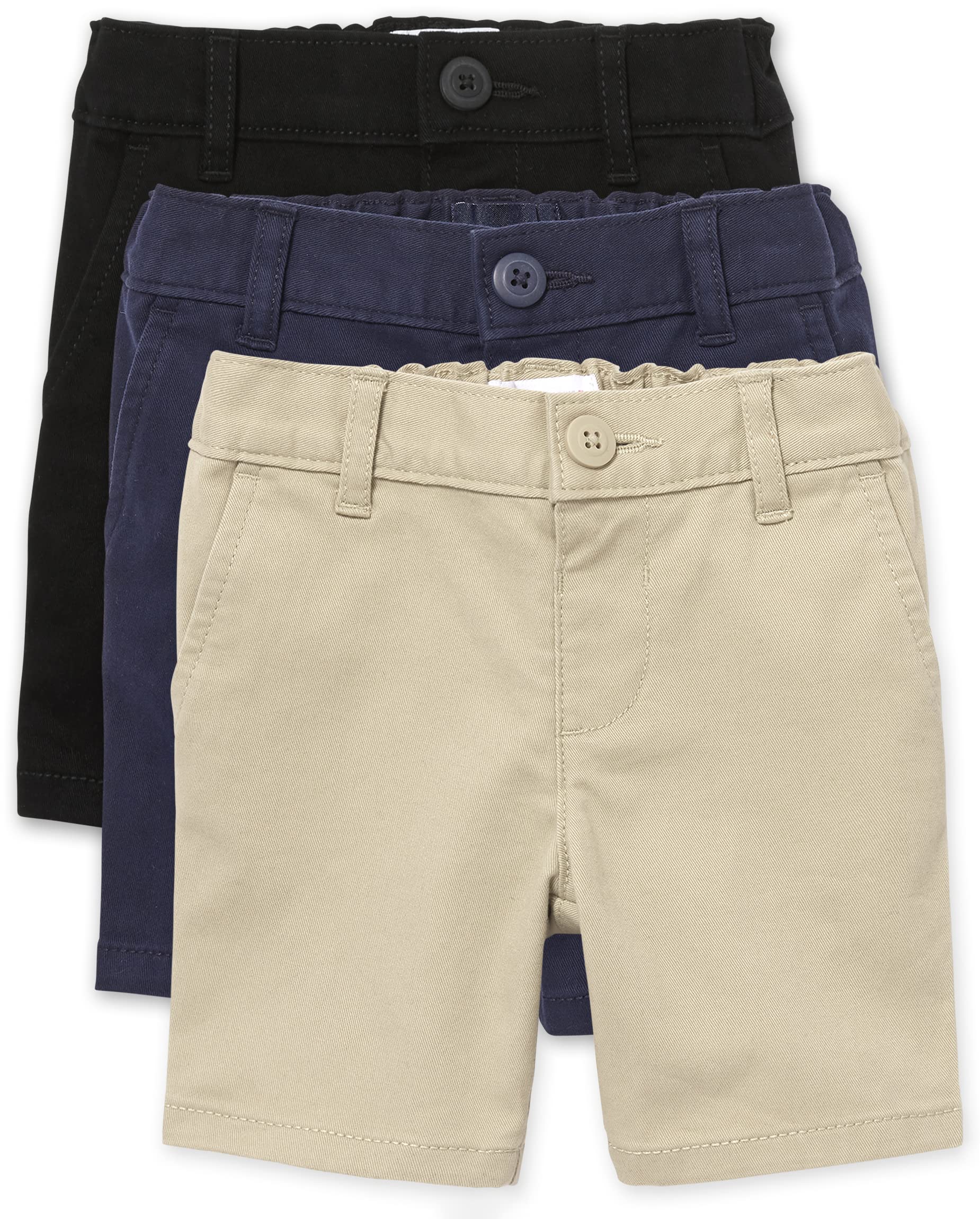 The Children's Place Baby Girls and Toddler Girls Chino Shorts, Black/Sandy/Tidal, 5T