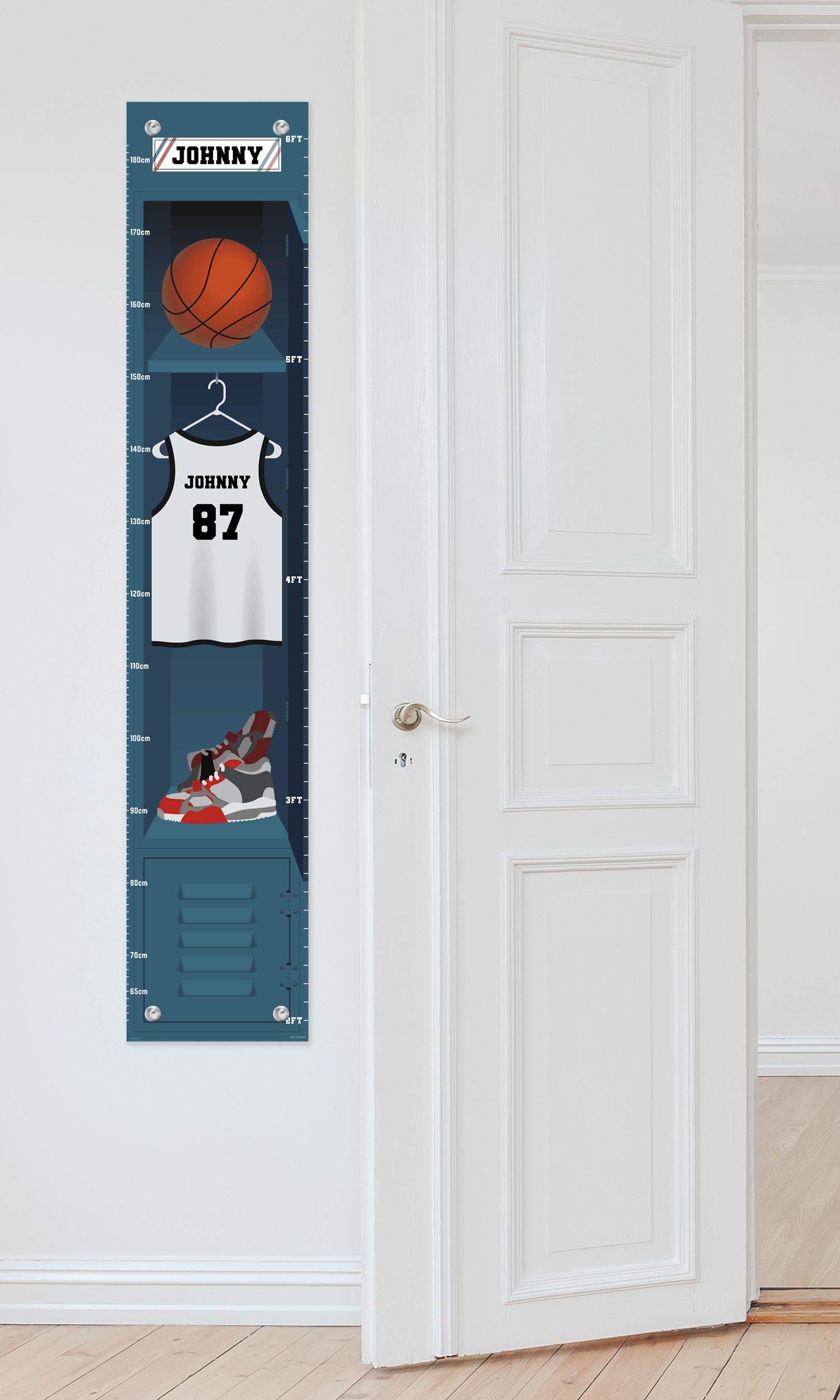 Sports Growth Chart Basketball Locker Custom Name Gift for Kids Room Decor Personalized Growth Chart