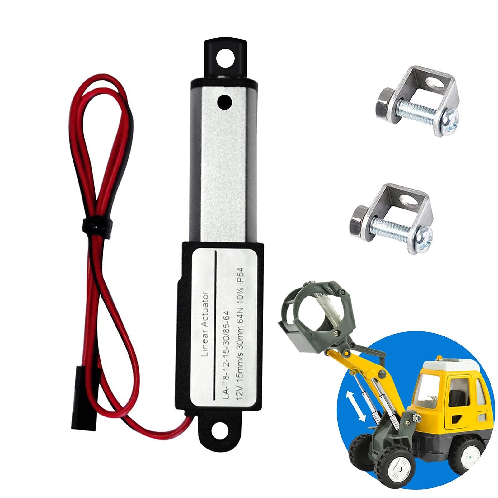 Electric Micro Linear Actuator 12V - 1.2" Stroke, 64N/14.4lb, Speed 0.6inch/s Mini Waterproof Motion Actuator Small 12 V DC, w/Mounting Brackets, for Sofa Robotic TV Table Cabinet Window Opener Lift