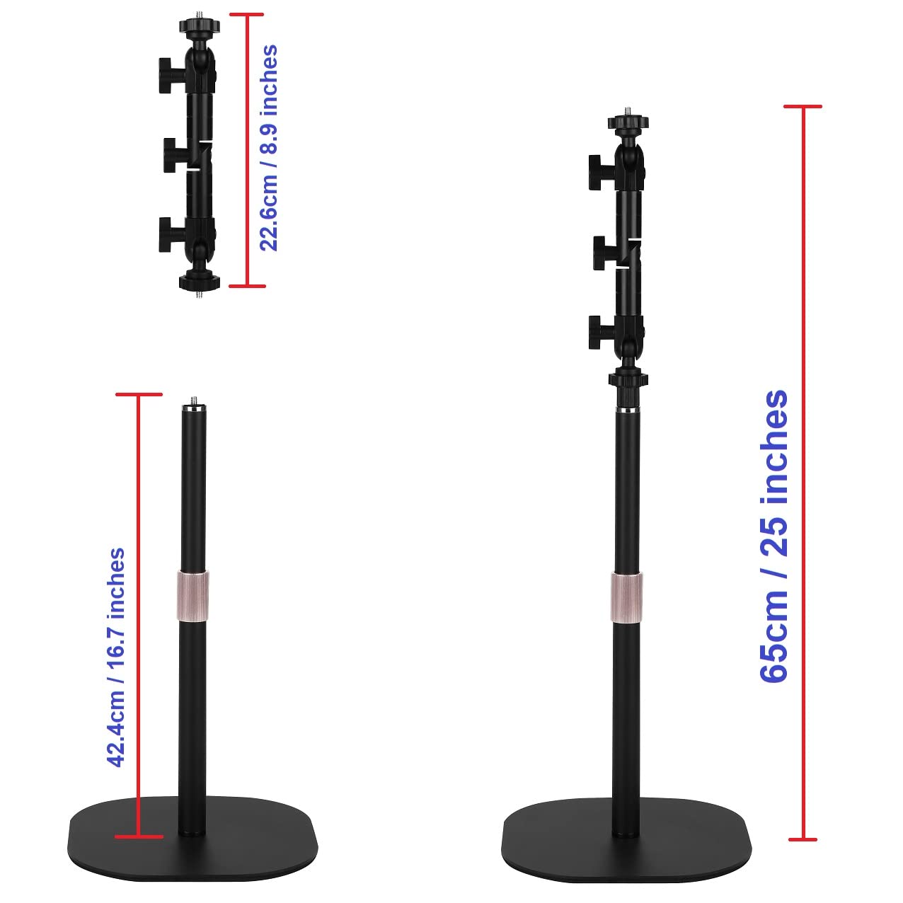 25 Inches Webcam Stand, Tabletop Folding Webcam Holder Compatible with Logitech C920s StreamCam C930 C922 Brio C925e C615 Webcams - Acetaken