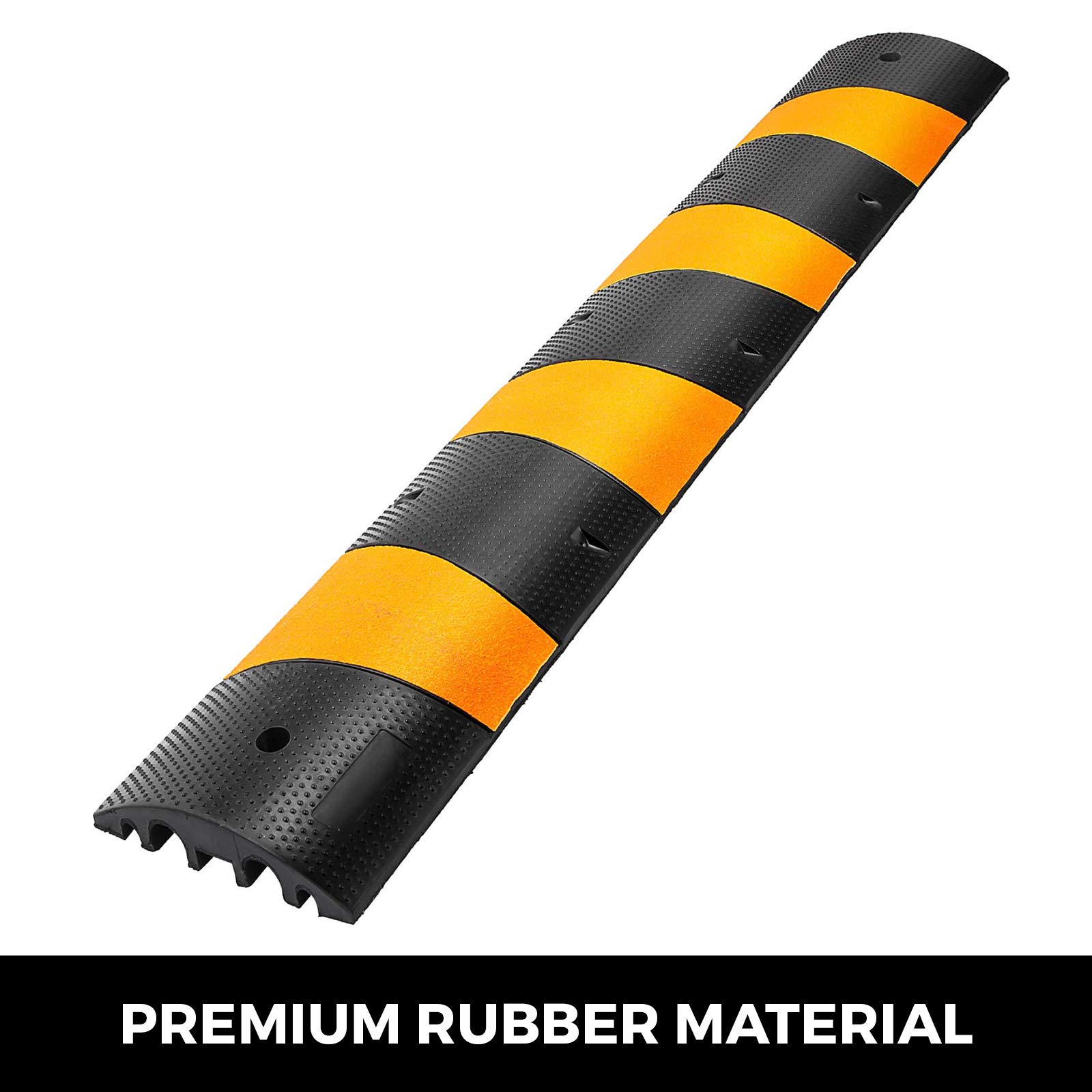Happybuy 2pcs 6 Feet Rubber Driveway Modular Heavy Duty Speed 72.4 x 12 x 2.4 Inch Cable Protector Ramp for Garage Gravel Roads Asphalt Concrete, 2Pack-6Ft-Speed Bump