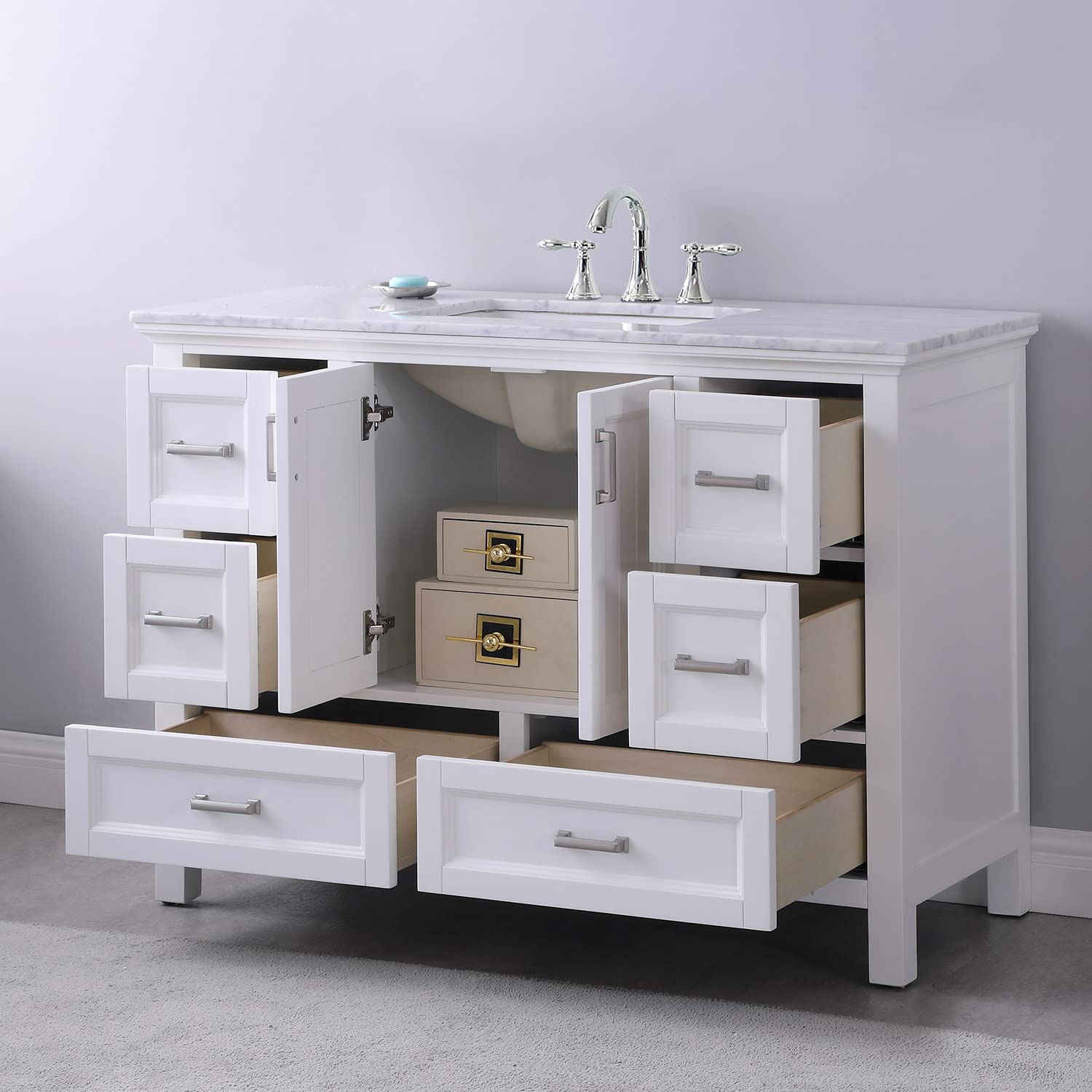 Altair Design Isla 48" Marble Countertop Single Vanity w/o Mirror Gray