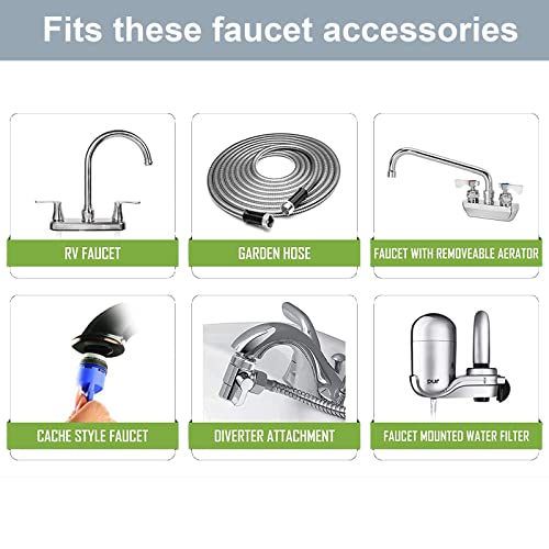 2Pcs Brass Faucet Adapter Kit,Connect Garden Hose,Standard Hose via Diverter,Male & Female Faucet Adapter for Sink Faucets- (Chrome Finished TTCAD4)
