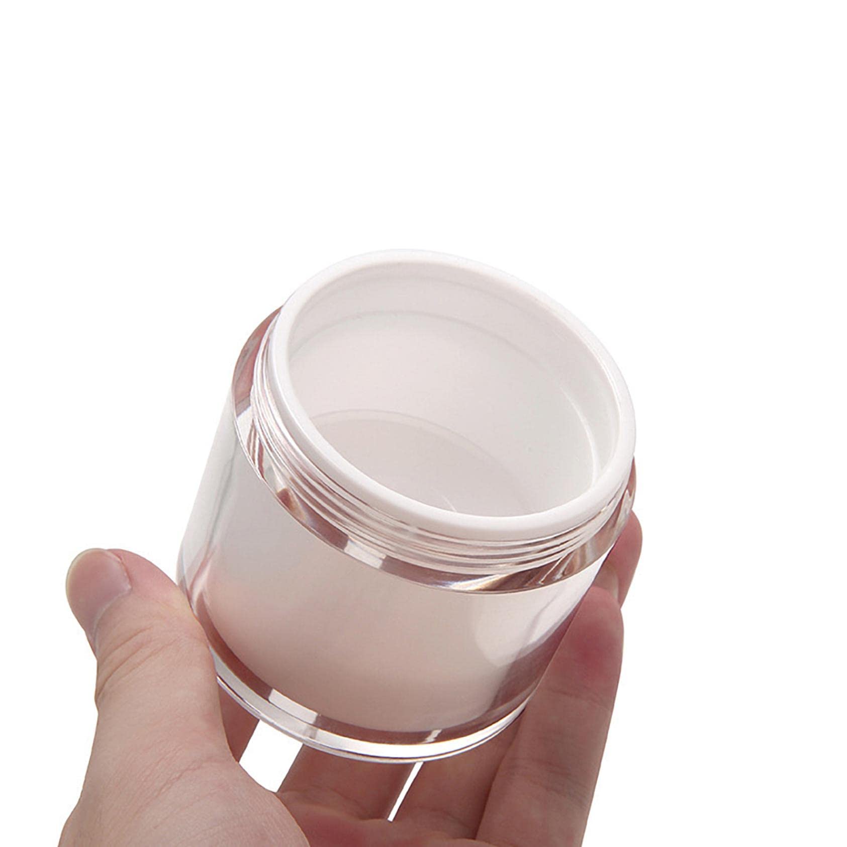 2Pcs Airless Pump Jars Sets, Face Moisturizer Pump Dispenser Travel Size Pump Bottle Container for Lotion, Empty Airless Cosmetic Container Cream Jar Vacuum Bottle Dispenser