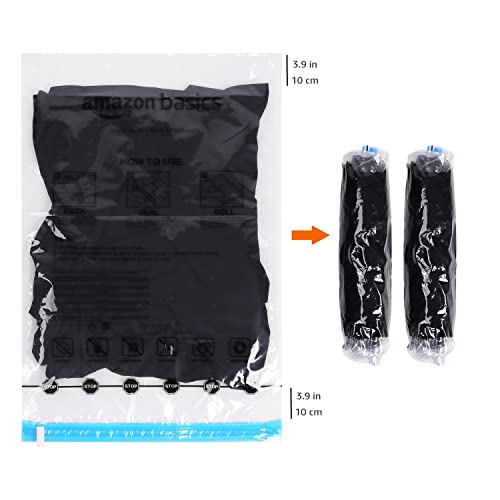 Amazon Basics Roll-Up Travel Storage Bags, 12 Packs of 6 (Small & Medium), Multiple, Clear