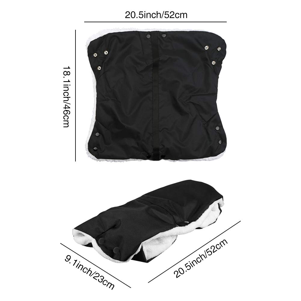 Stroller Hand Muff, Winter Extra Thick Pushchair Gloves Keep Warm for Parents and Caregivers in Cold Weather Anti-Freeze Windproof Snow-Proof (Black)