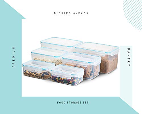 Komax Biokips Airtight Food Storage Containers With Lids | Set of 6 Kitchen Pantry Organization and Storage Containers | BPA-free Sugar, Flour, Dry Food Containers