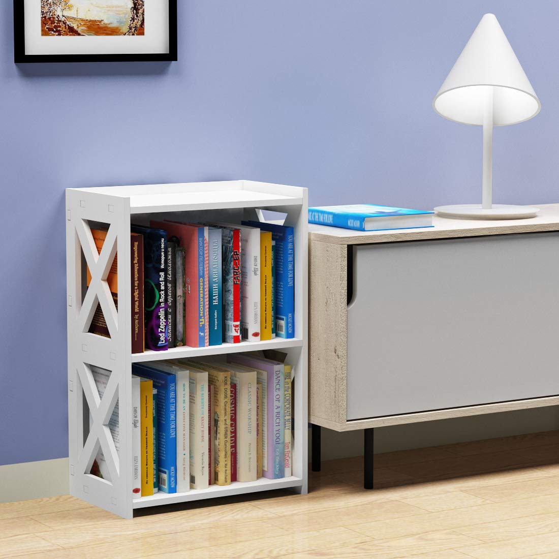 AGGICE Side Table, 3 Tier 2 Shelf Small Bookshelf Bookcase for Small Spaces, Bedside End Table Nightstand, Kids Book Storage Shelves for Bedroom Living Room Office, White