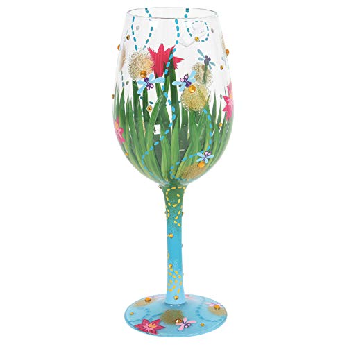 Enesco Designs by Lolita Firefly Hand-Painted Artisan Wine Glass, 1 Count (Pack of 1), Multicolor