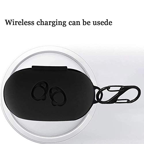 Haotop Case Cover Compatible with Galaxy Buds 2019/Buds+ Plus 2020,Soft Silicone Anti-Lost Earphone Full Protective Cover with Carabiner (Black)