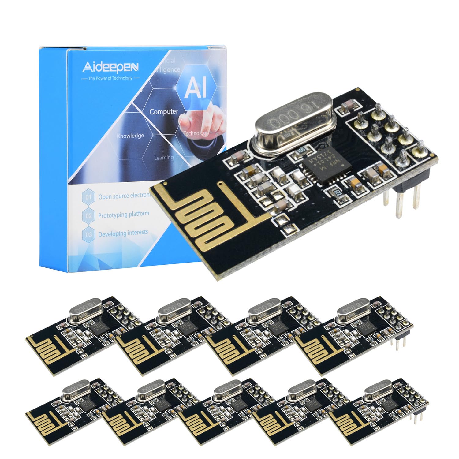 Aideepen 10PCS NRF24L01+ 2.4GHz WL Transceiver Module R-F Transceiver Module