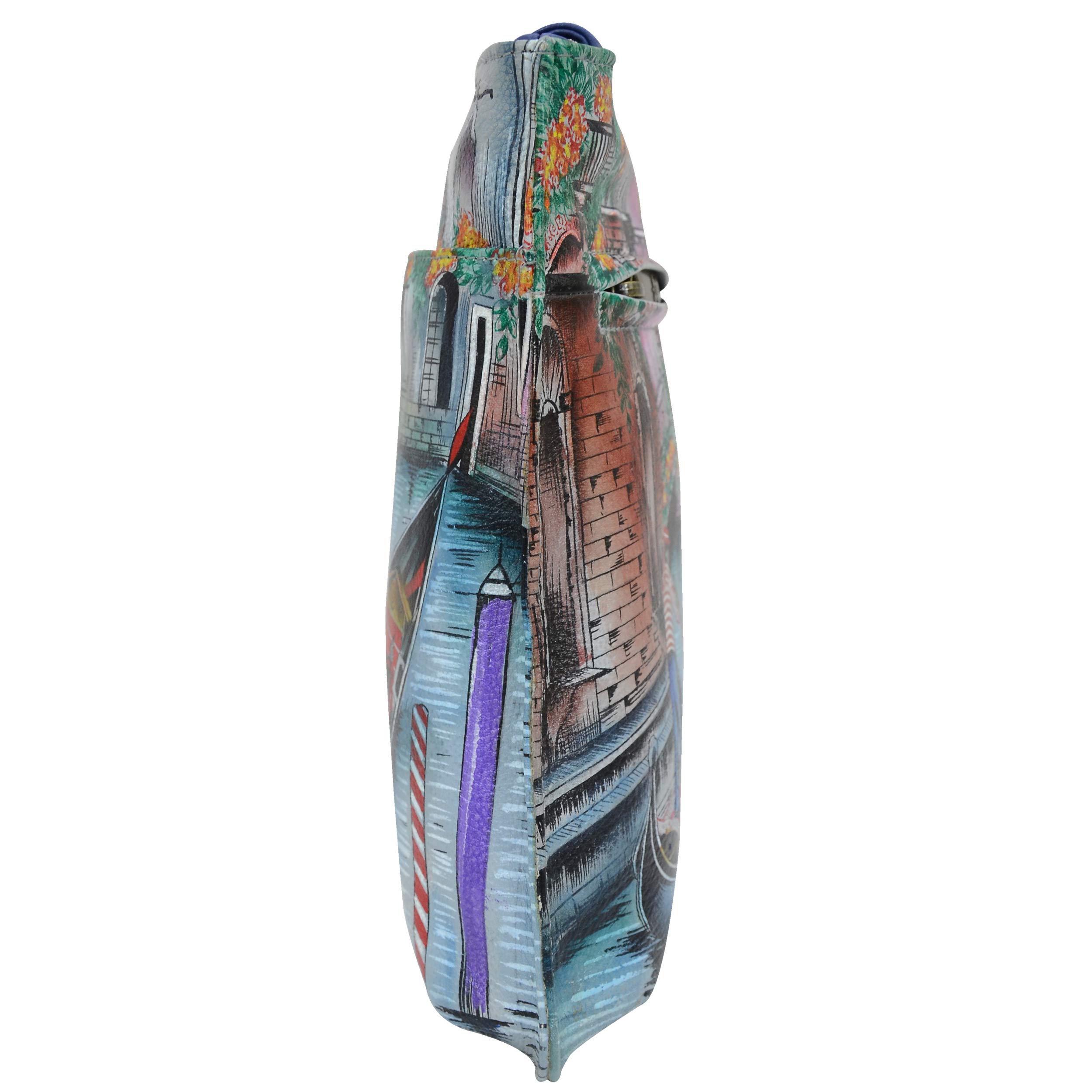 Anuschka Women's Hand Painted Slim Crossbody With Front Zip - Venetian Story