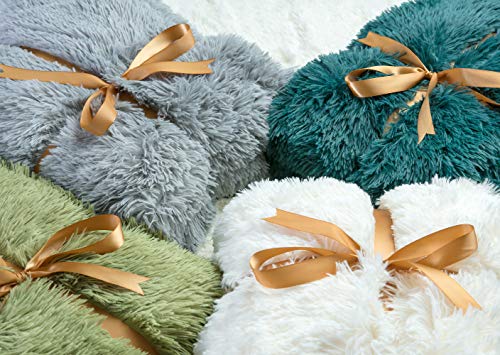 Chanasya Solid Faux Long Fur Throw Blanket - Soft, Fuzzy Throw Blanket - for Bed or Couch - 50" x 65β - Olive Green