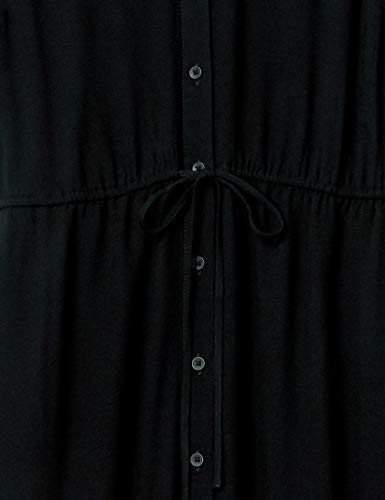 Amazon Essentials Women's Relaxed Fit Half-Sleeve Waisted Midi A-Line Dress, Black, X-Large