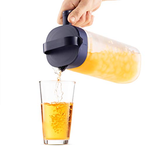 Komax Set of 2 Plastic Water Pitcher with Lid – BPA-Free Water & Iced Tea Pitcher Set – Microwave & Dishwasher Safe Plastic Pitcher – Tea, Sangria, or Juice Containers with Lids for Fridge (2.1 Qt)