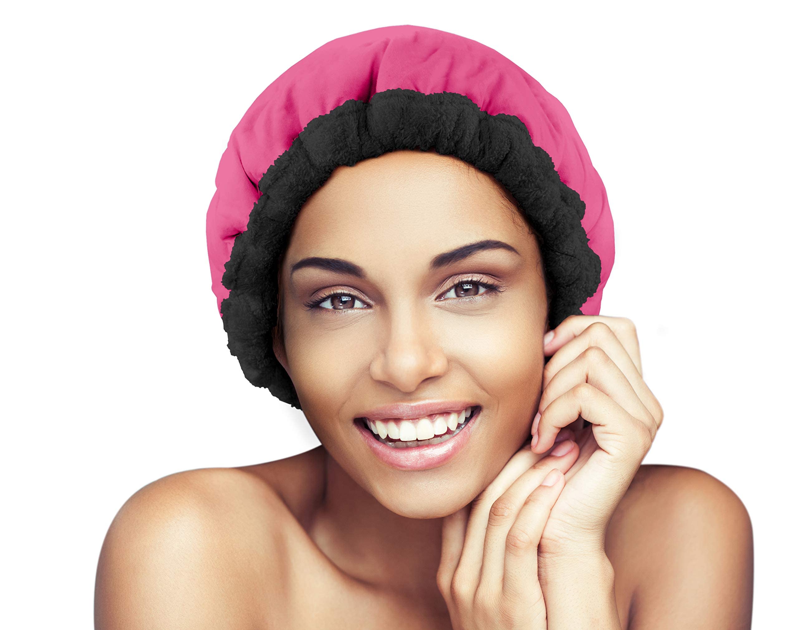 Glow by Daye Cordless Deep Conditioning Thermal Heat Cap, Microwavable Heat Therapy for Hair, Portable, Reversible Pink Punch