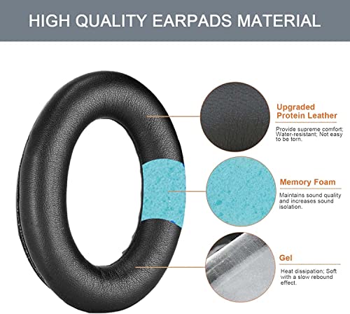 Aiivioll QC45 Replacement Ear Pads Cushions Earpads for Bose QC45 Wireless Headphones Softer Leather High-Density Noise Cancelling Foam,Earpads Repair Part(Black)