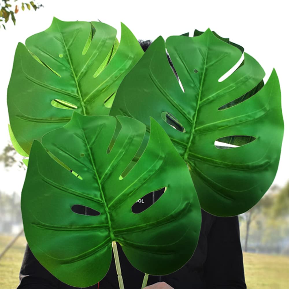 Artificial Tropical Plant turtleback Leaf (Green 18 Stems Leaves) Artificial Plant for Home Garden Office Store Decoration