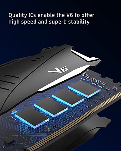 HP V6 RAM 16GB Kit (8GBx2) DDR4 3600MHz CL16 1.35V Desktop Computer Gaming Memory, Black - 7TE46AA#ABC