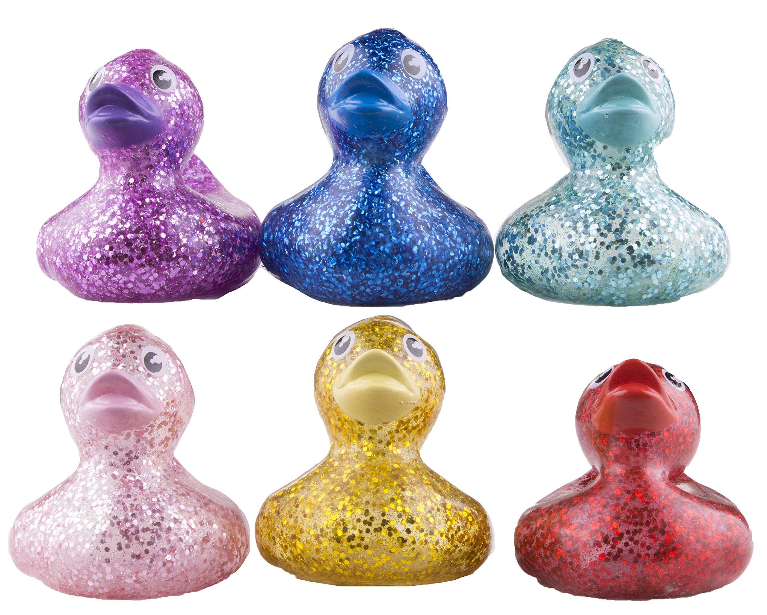 Store On Wheels 2 Inch Rubber Ducks - Bag of 50 Assorted Mini Glitter Rubber Duckies