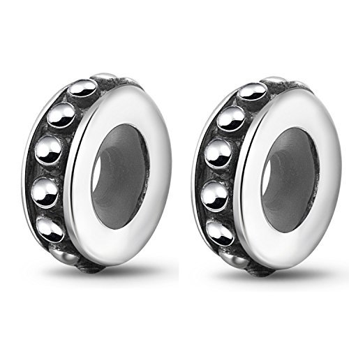 2PCS Antique Sterling Silver Stopper Rubber Beads Charm for European Snake Chain Bracelet