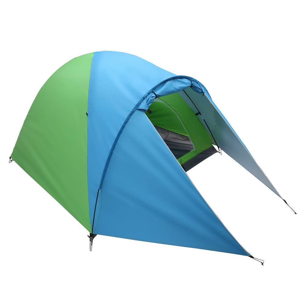 3-4 Person Camping Dome Tent for Hiking Mountaineering Outdoor with Carry Bag, Blue & Green