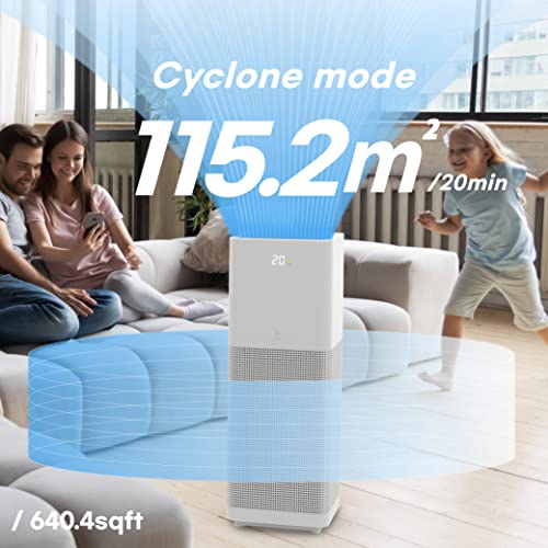 IMUNSEN M-001W Air Purifier with Cypress Wood Filter, H13 True HEPA Filter, 100% Ozone Free, Cyclone Mode, Auto Sleep Mode, Made in Korea - White