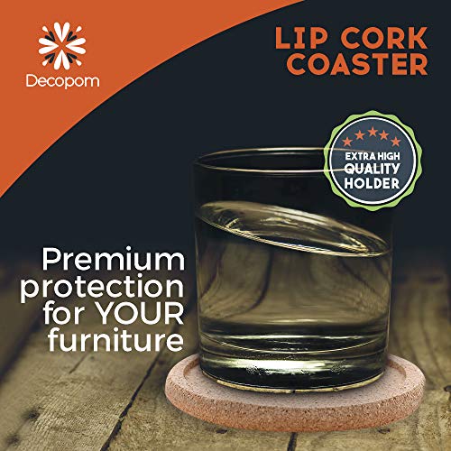 Cork Coasters with Lip for Drinks Absorbent | 12 Set 4 Inch Thick Rustic Saucer with Metal Holder Heat & Water Resistant | Best Reusable Natural Round Coasters for Bar Glass Cup Table