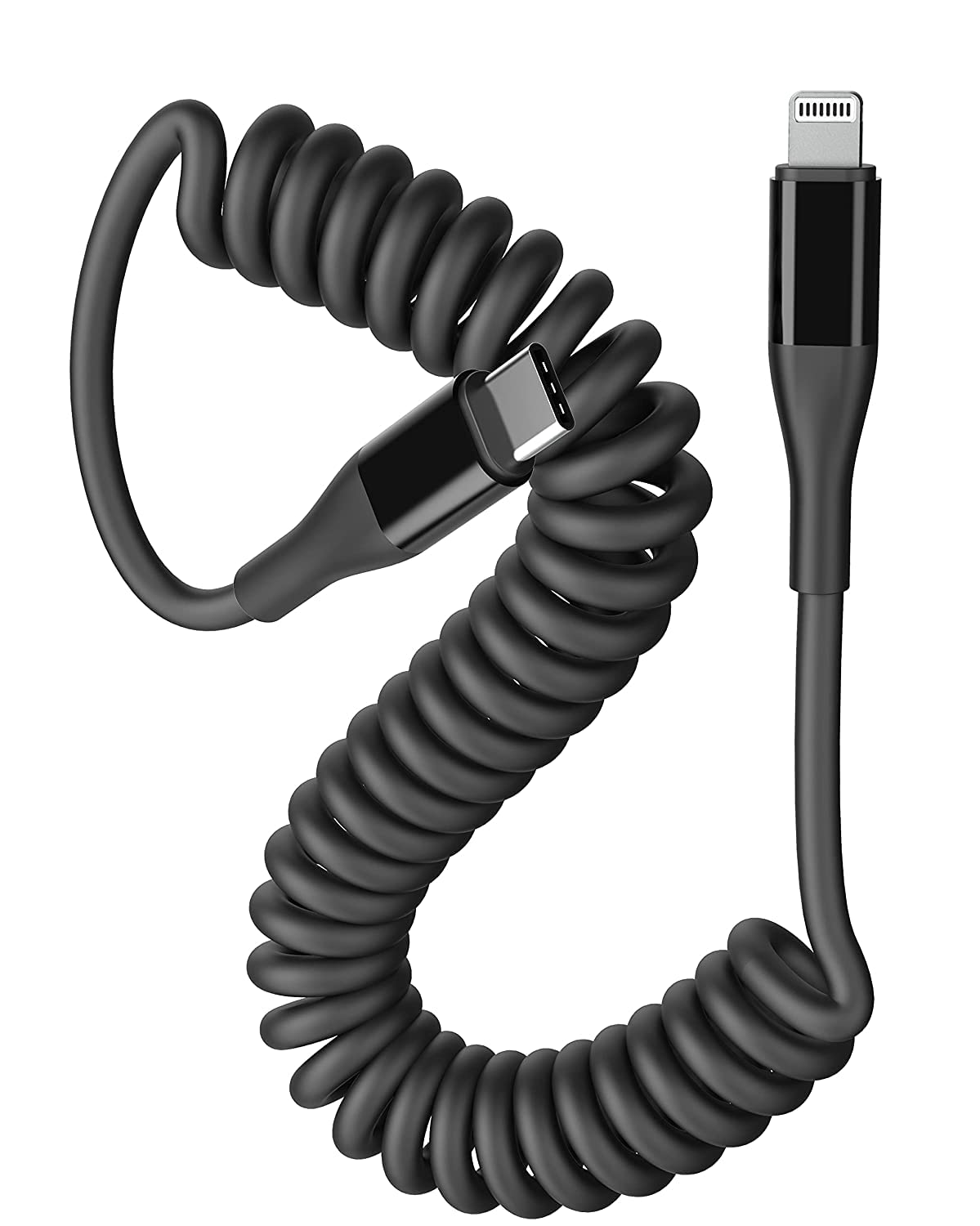 ANDNOVA Coiled USB C to Lightning Cable, Type C to Lightning [MFi Certified] Fast Charging with iPhone 13/13 Mini 12 Pro Max/12/11 Pro/X/XR/XS Max/8/8 Plus, Supports Power Delivery