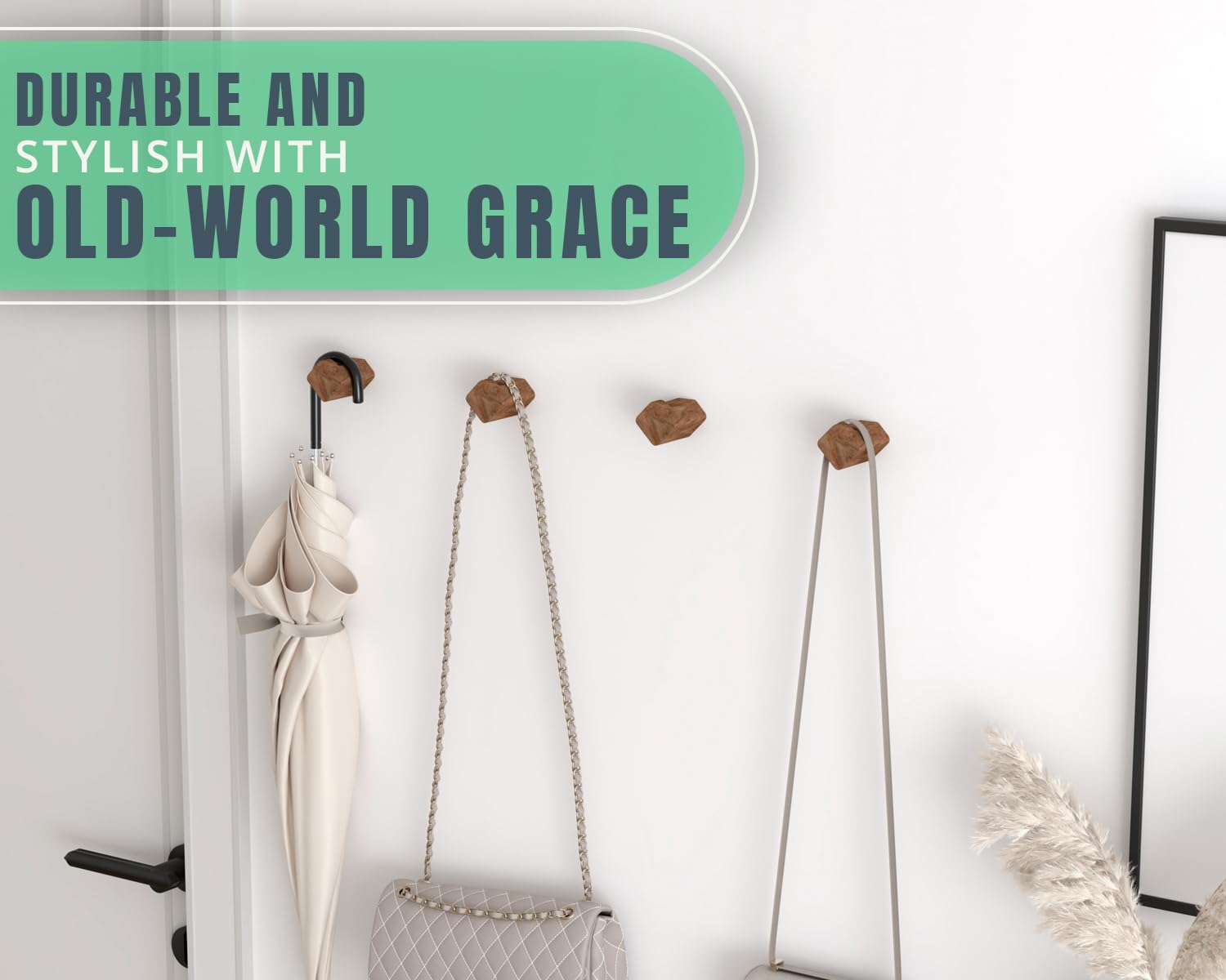 Acacia Wood Hooks, Natural Oval Hangers for Keys, Towels, Accessories – Functional Entryway, Bathroom Organizer – Sleek Wall Decor, Space-Saving Design – Perfect for Small Spaces, Modern Homes