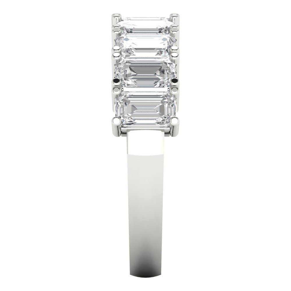2.61 ct Emerald Cut Clear Simulated Diamond 14k White Gold Eternity Wedding Engagement Promise anniversary Band Sz 6.75