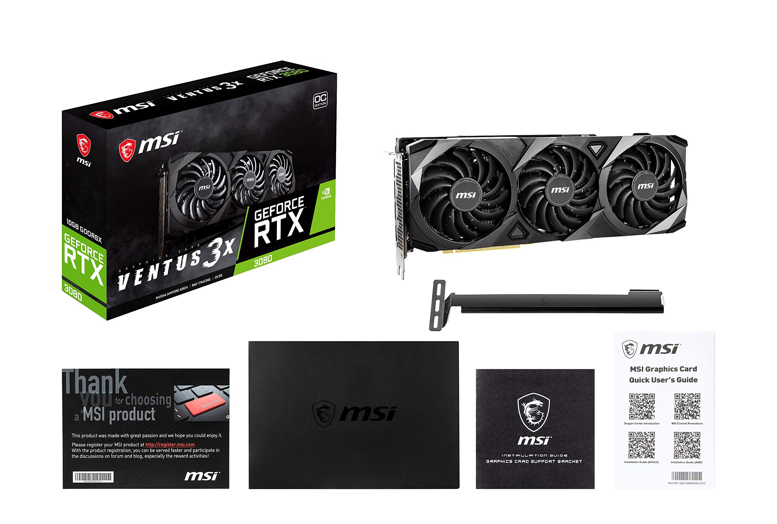 MSI Gaming GeForce RTX 3080 10GB GDRR6X 320-Bit HDMI/DP Nvlink Torx Fan 3 Ampere Architecture OC Graphics Card (RTX 3080 VENTUS 3X 10G OC)