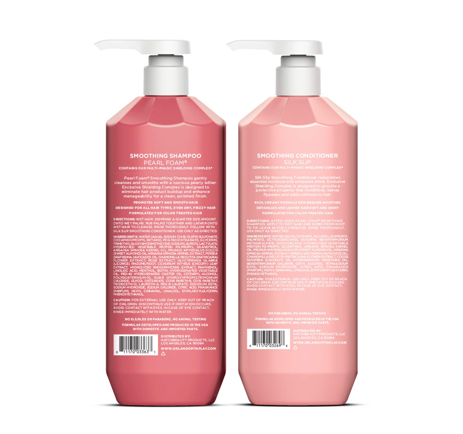 ORLANDO PITA PLAY Salon Size Smoothing Pearl Foam Shampoo & Silk Slip Conditioner Set, Maintains Moisture & Enhances Softness, 27 Fl Oz Each