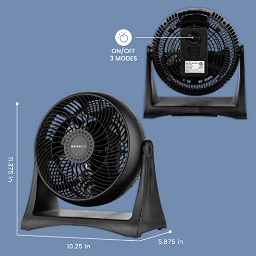 Air Circulator Portable Turbo Fan, 3 Speed Adjustable Desk Powers Cool Air-Waves Up To 25ft, Made Of Durable Material, Great Office & Living Room, NF006-BK8, 4'' W x 10'' L x 10 H, Black