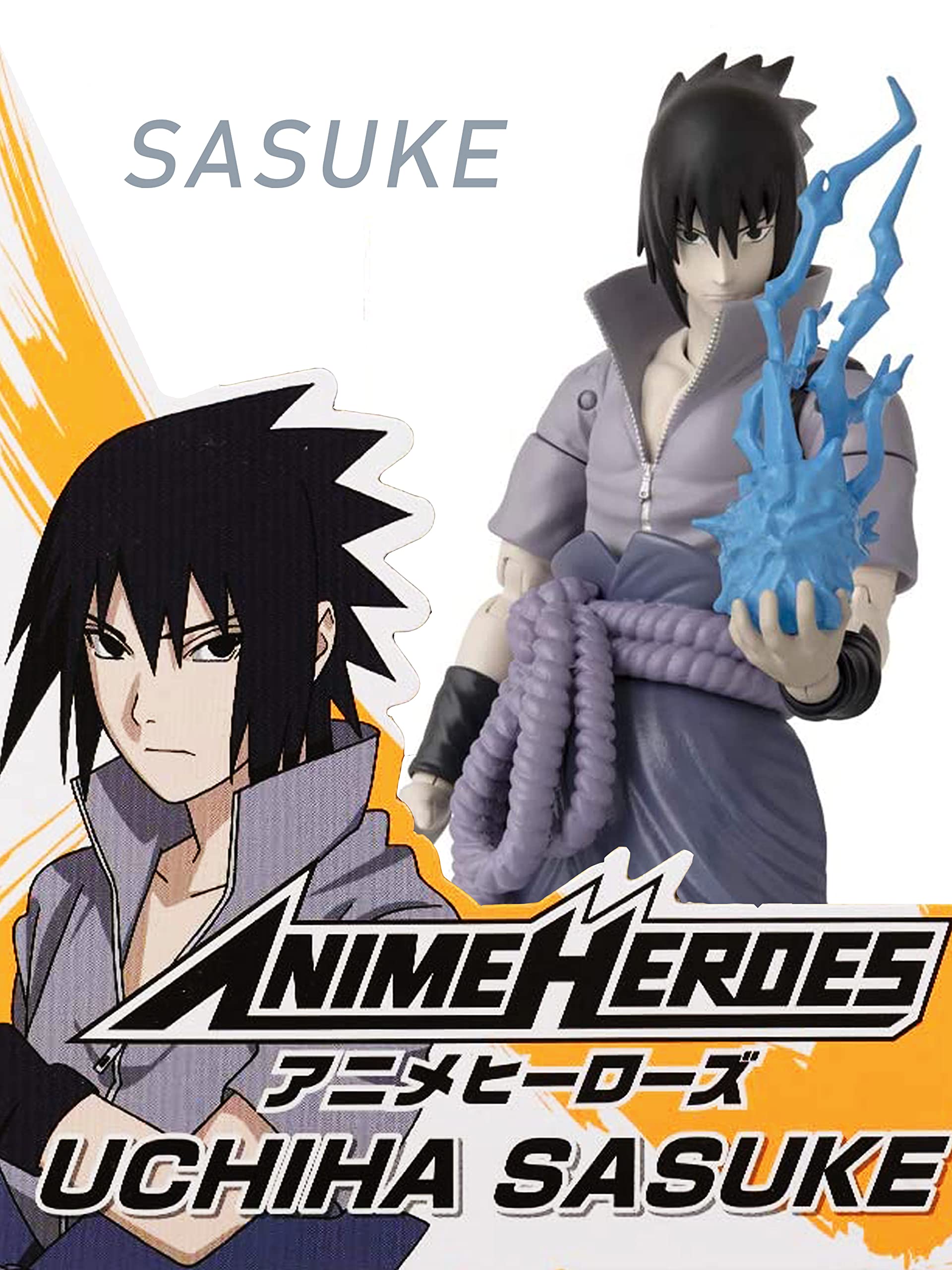 Bandai Naruto Anime Heroes Sasuke Uchiha Toy Action Figure Toy Bundle with 2 My Outlet Mall Stickers