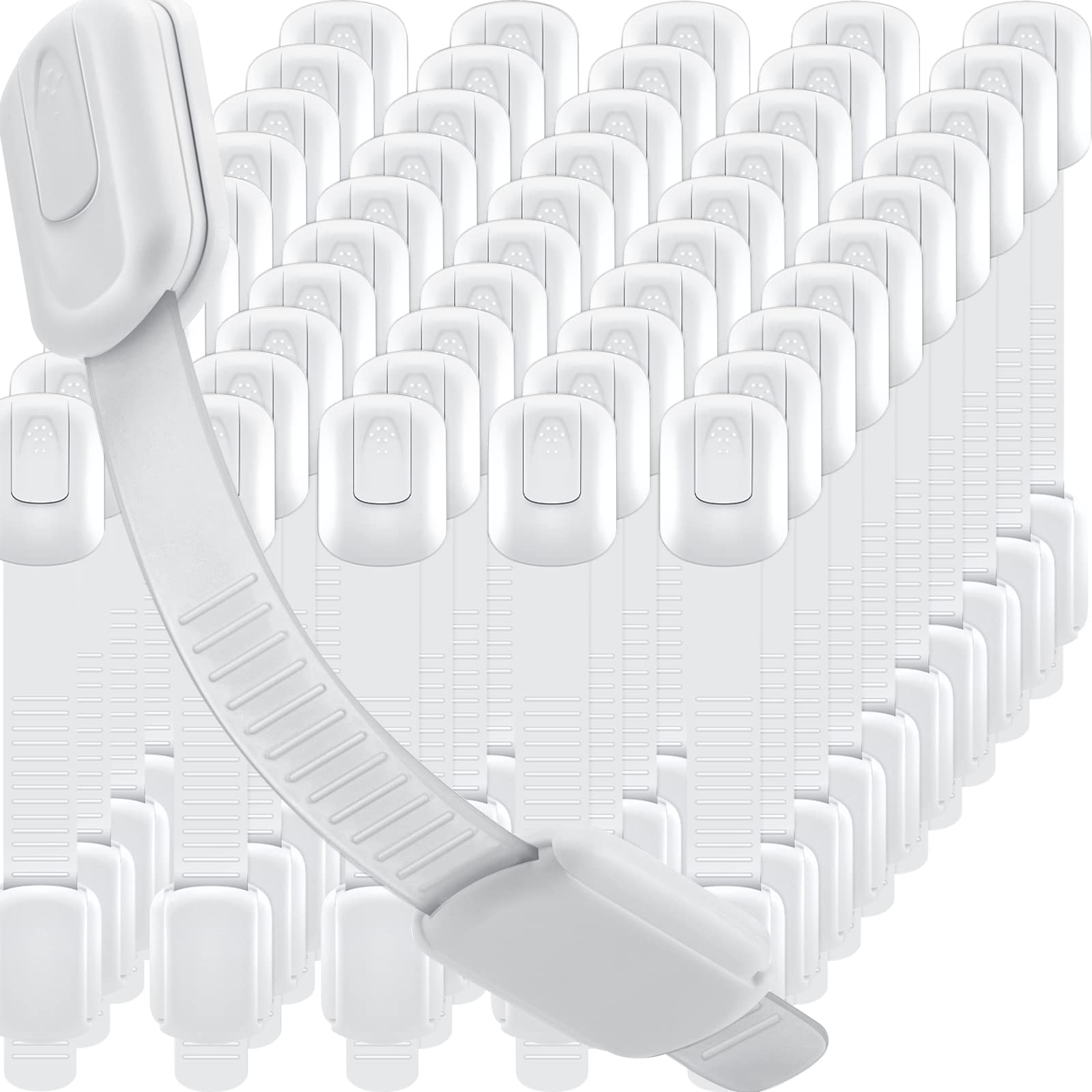 40 Pack Baby Proofing Strap Locks Bulk Child Safety Cabinet Latches Childproof Drawer Locks Adhesives Multi Use for Fridge, Dishwasher, Toilet Seat, Cupboard, Oven, Trash Can, No Drilling