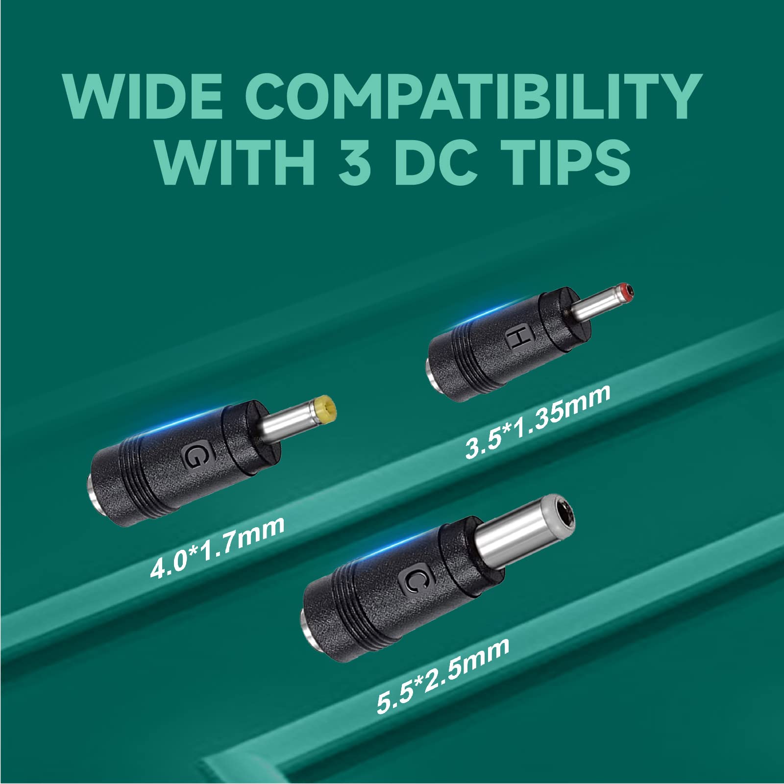 2Pack 12V 2A/2000mA DC Regulated Power Supply Adapter, 100-240V 50/60Hz AC to DC 24W Adapter with 3 Tips for LED Strip Lights, Keyboard, BT Speaker, Router, Monitor,Webcam,DVR,NVR, CCTV Camera, ETL