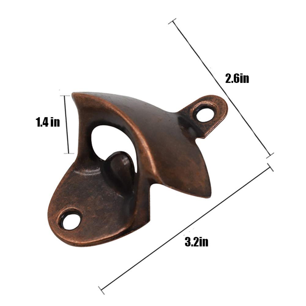 4 PACK Vintage Style Cast Iron Wall Mount Bottle Opener Includes 8pcs Mounting Screws,Great for Bars KTV Hotels Homes