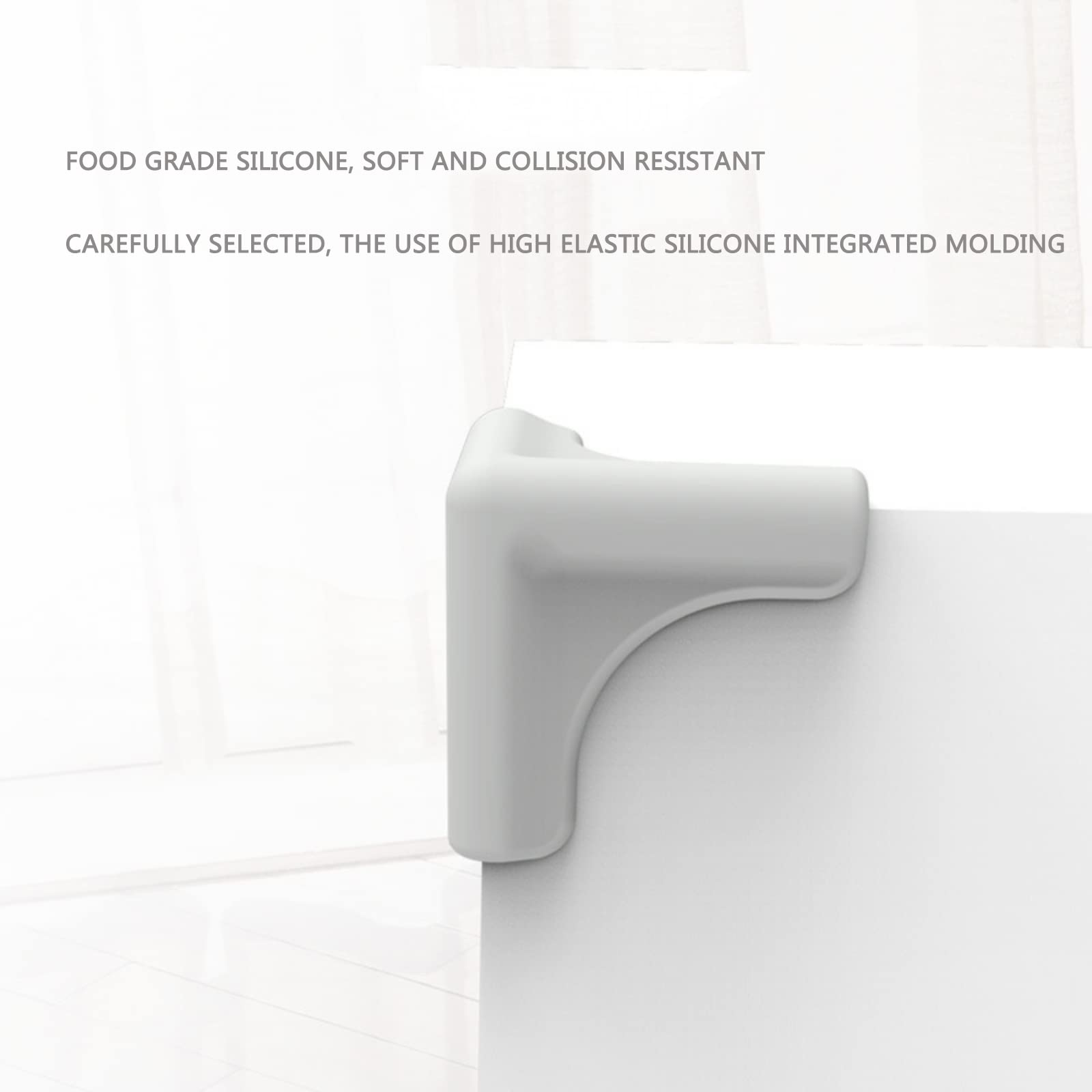 4pack Silicone Edge Corner Protectors,Safety Cushions 3 Dimensional Anti Collision for Wood Glass Steel Ceramics Surface, Kitchen Ventilator (Grey)