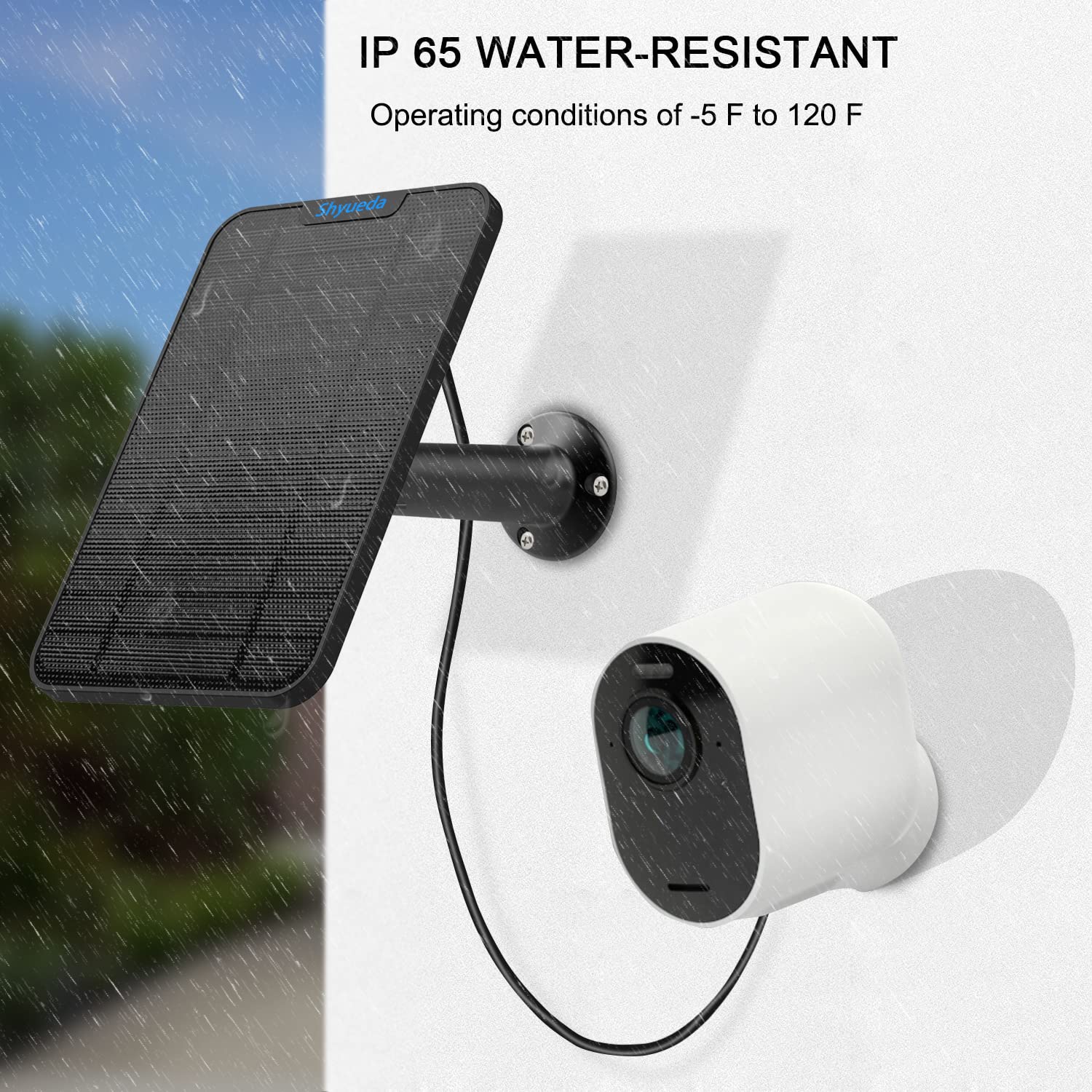 4W Solar Panel Charging Compatible with Arlo Essential Spotlight/XL Cameras Only, with 13.1ft Waterproof Charging Cable, IP65 Weatherproof,Includes Secure Wall Mount(3-Pack)(Micro USB Type)