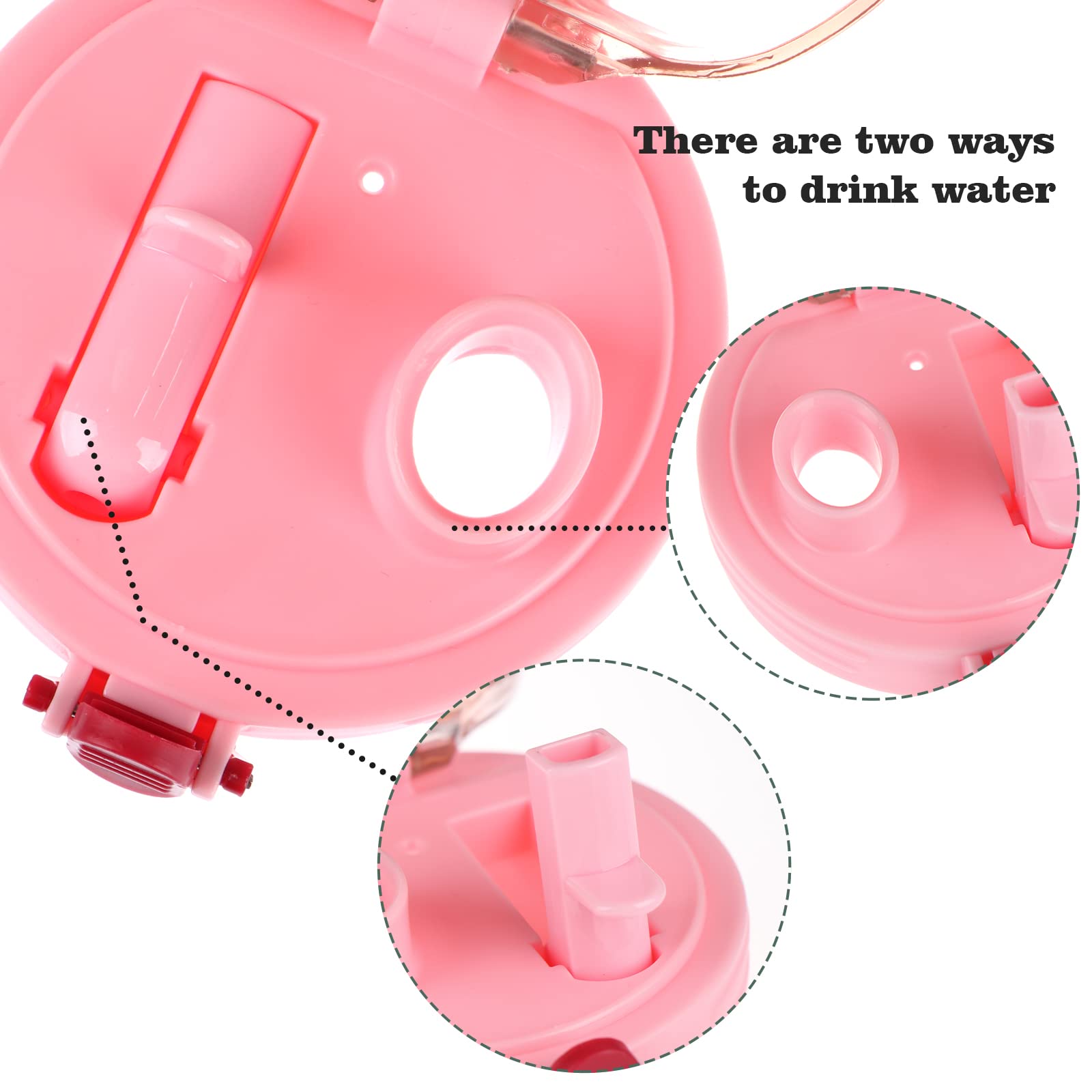 44 Oz Cute Water Bottles with Straws,Creative Kawaii High Capacity Cups,Leakproof Pot Belly Bottles with Adjustable Shoulder Strap,Anti-Fall Portable Juice Kettle Drinking Bottle Transparent Water Jug