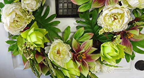 28 inches Peony/Dahlia/Artichoke Flower Wreath, Wreath for front door, Beautiful handcrafted wreath for home decor, weddings Cream