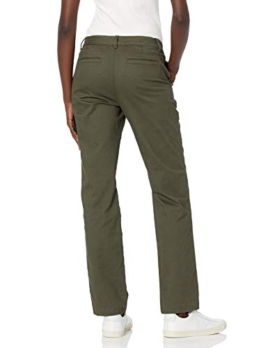 Amazon Essentials Women's Stretch Twill Chino Pant (Available in Classic and Curvy Fits), Dark Olive, 10