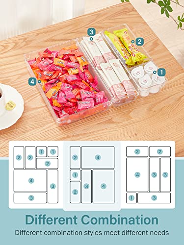 Kootek 21 Pcs Desk Drawer Organizer Set 4-Size Bathroom Drawer Tray Dividers Versatile Storage Bins Plastic Vanity Trays Organizers Divider Container for Dresser Makeup Kitchen Utensil Office