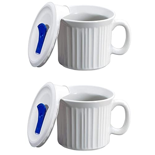 CorningWare Colours Pop-Ins 20-oz Soup Mug with Lid - 2 Pack (French White)