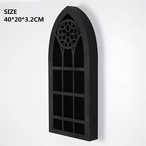 Floating Shelves Wall Mounted Gothic Boho Wall Hanging Decoration Black Creative Fairytale Essential Oil Shelf Old Church Window Crystal Wall Shelf for Living Room Bathroom Home