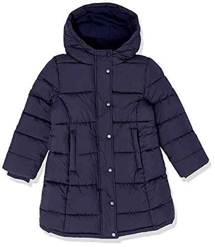 Amazon Essentials Girls' Long Heavyweight Hooded Puffer Jacket, Navy, X-Large